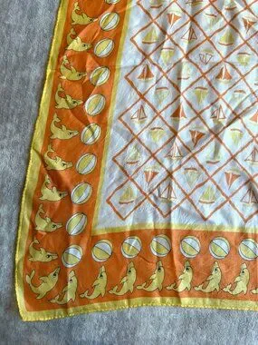 Accessories | Vintage Whimsical Dolphin Beach Ball Orange Yellow Silk ...